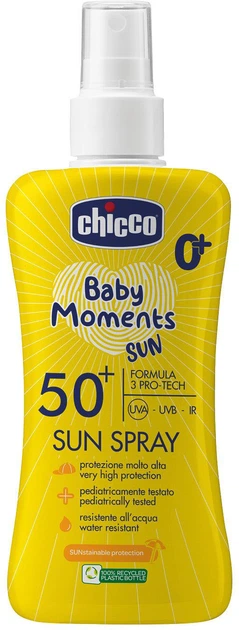 Молочко-спрей сонцезахисне Chicco Baby Moments Sun SPF 50+ 150 мл (pr.11260.00) – купити онлайн ...