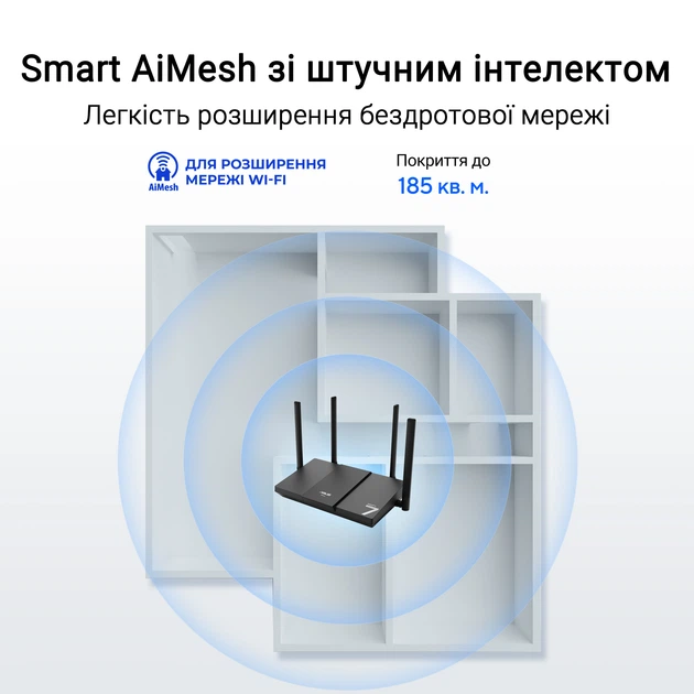 Маршрутизатор ASUS RT-BE50 WiFi7 / BE3600 / 1Гбіт/с / підтримка MESH (90IG09U0-MO3S00) – фото ...