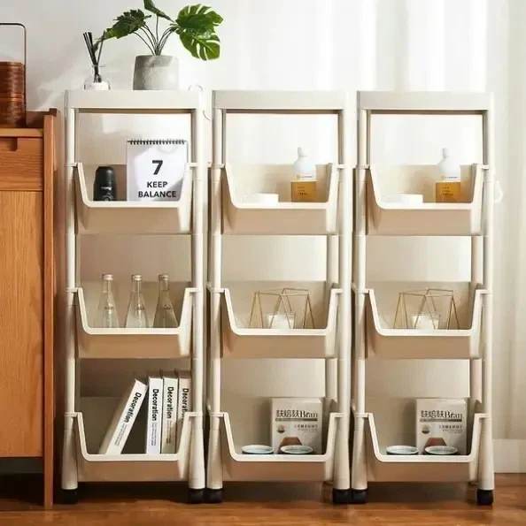 Пластикова етажерка на коліщатках полиця для зберігання книг документів журналів дитячих