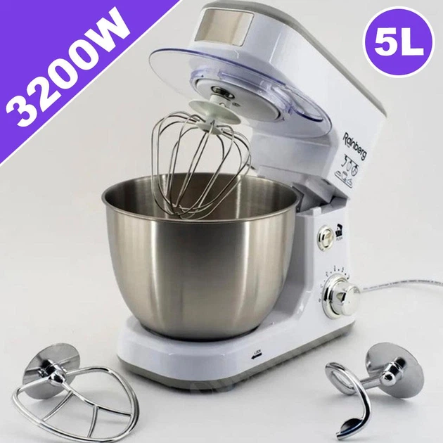Кухонный планетарный миксер с насадками для теста Rainberg 3200W Кухонный настольный тестомес с ...