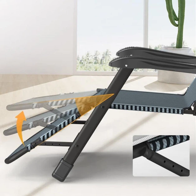 Розкладне крісло шезлонг садовий із подушкою та матрацом WCG FCB-S01PP розкладачка лежак ...