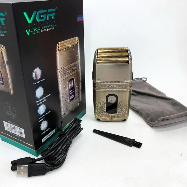 Професійна електробритва Шейвер VGR V-335 Shaver з трьома ножовими блоками, бритва для бороди ...
