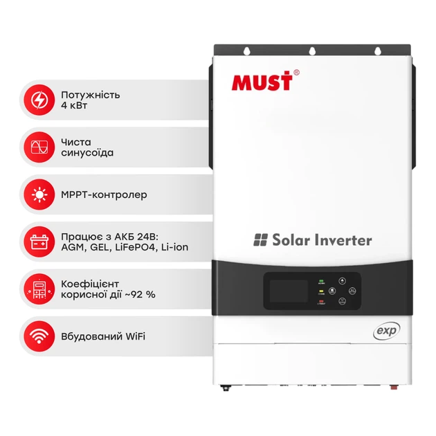 Автономний высокочастотный инвертор 4kW Must PV19-4024 EXP DC24V - 4KVA ...