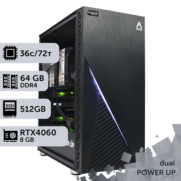 Двухпроцессорная рабочая станция PowerUp #363 Xeon E5 2699 v3 x2 / 64 ...