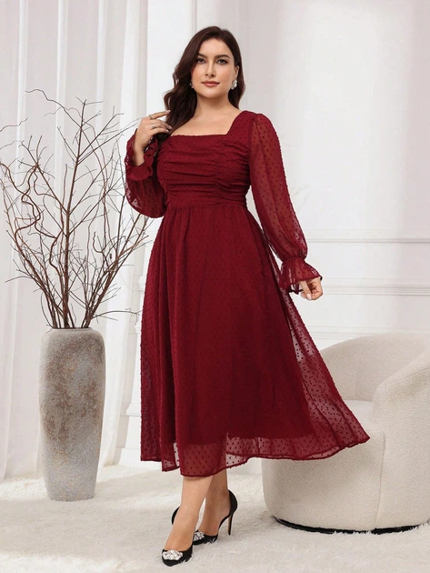 Сукня вечірня довга осіння жіноча SHEIN GD-00201523 3XL Бордова (DN3012300101129) – Брендовий ...