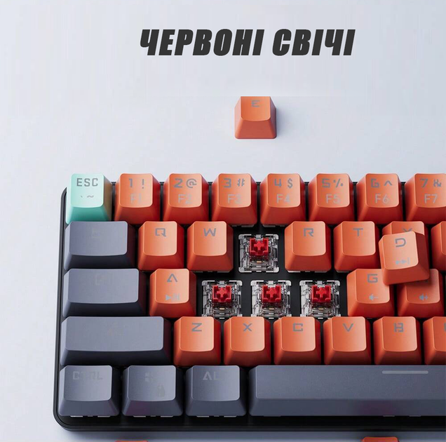 Механічна ігрова клавіатура MUCAI MKA610B 60% RGB підсвітка Червоні ...