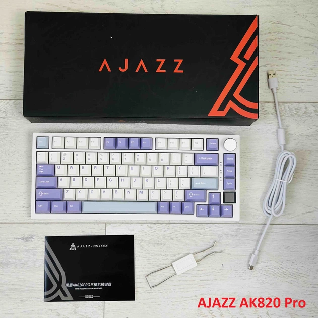 Клавіатура бездротова механічна AJAZZ AK820 Pro Bluetooth 5.1/2.4G з дисплеєм /RGB підсвіткою ...