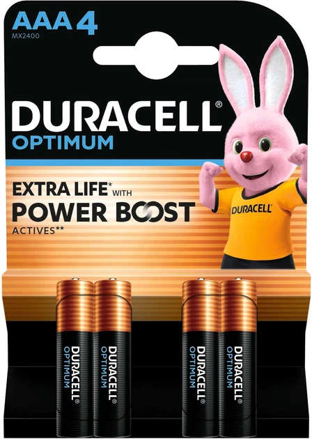 Лужні батарейки Duracell Optimum AAA 1.5В LR6 4 шт (5000394158726 ...