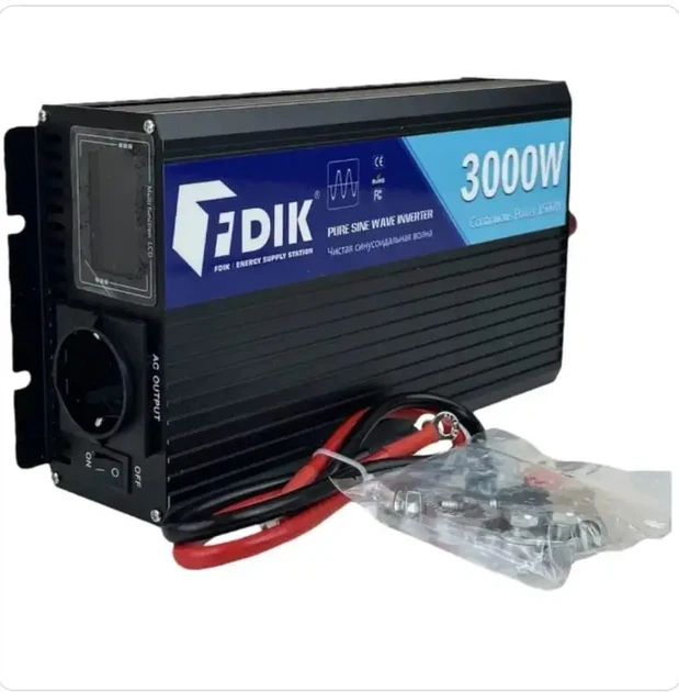 Інвертор перетворювач FDIK PowerLine 3000Вт 12В-220В Чистий синус ...