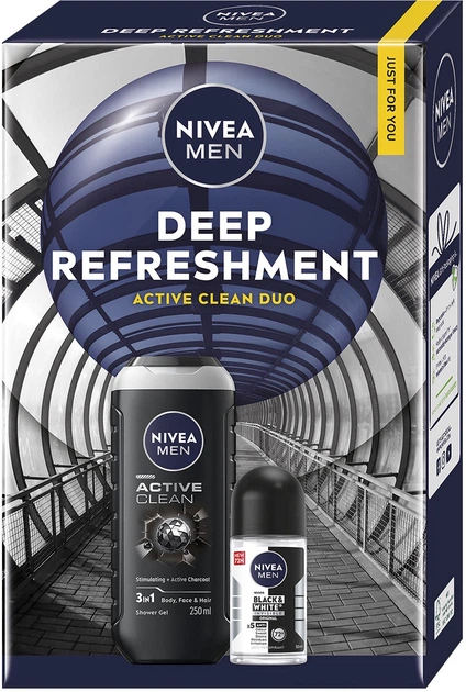 Набір для чоловіків NIVEA Men Deep Refreshment Гель для душу 250 мл + Антиперспірант Чорне та ...