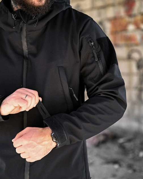 Форма Поліція Satelit SoftShell Куртка + Штани чорна розмір 2XL - Тактичне спорядження | Hunter