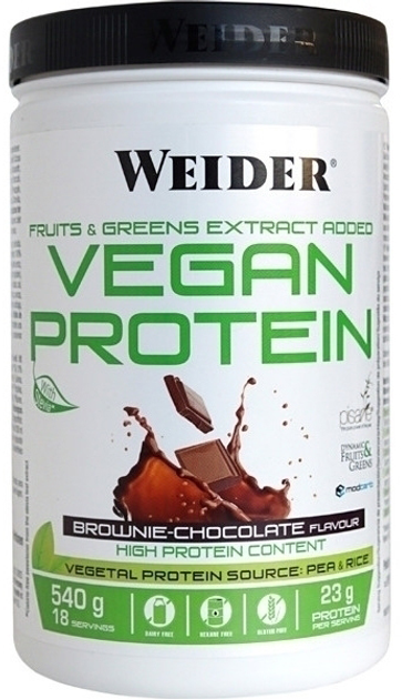 Протеин Weider Vegan Protein 540 г Brownie-Chocolate (8414192309315 ...