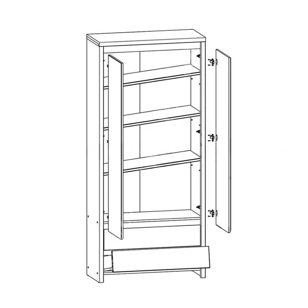 Шафа пенал у вітальню, кабінет, офіс з ДСП REG2D2S Каспіан 900х405х2005 мм дуб сонома/кашемір ...