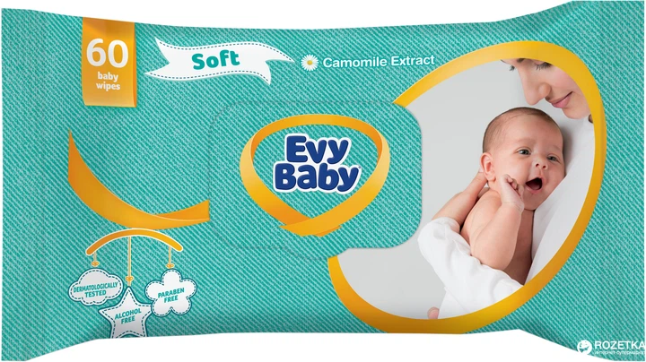 Дитячі вологі серветки Evy Baby Soft 60 шт. (EB1WW002) (8690506404536 ...