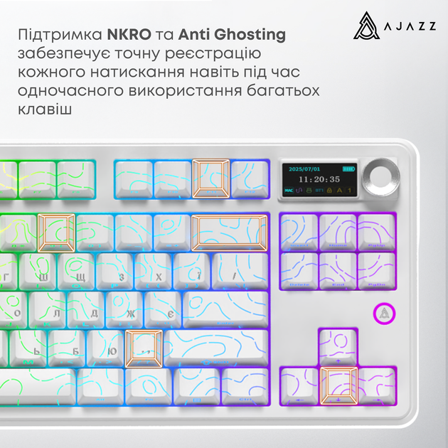 Клавіатура бездротова Ajazz AK870 V2 Maillard Switch Wireless/Bluetooth ...
