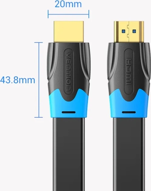 Кабель Vention HDMI M - M, 1.0м, V2.0, 4K 60Гц, PVC Flat Design Black ...