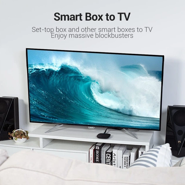 Кабель Vention HDMI M - M, 1.0м, V2.0, 4K 60Гц, PVC Flat Design Black ...