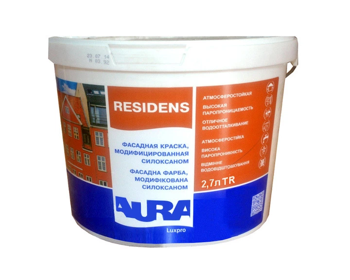Фасадная краска Aura Luxpro FASAD Residens TR 2,7 л, бесцветная ...