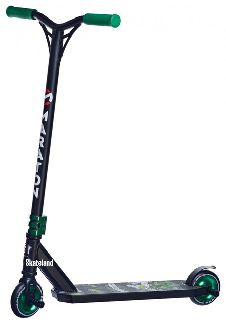 Профессиональный трюковый самокат Maraton Scorpion Black-Green с пегами ...