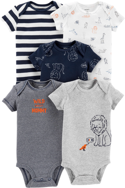 Боди Carters 126H442 5 шт 6M Синее с серым и белым (889338672802) – в ...