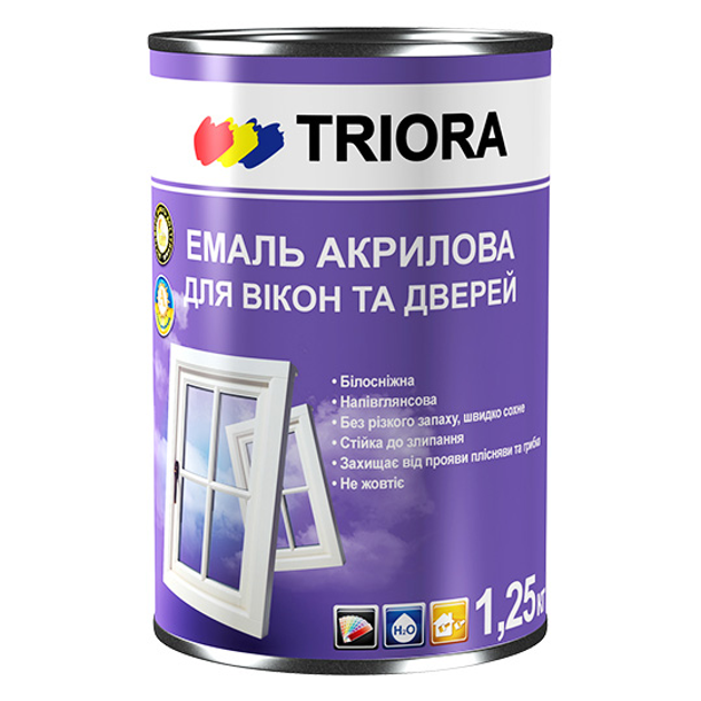 Эмаль акриловая для окон и дверей Triora 1 л (белый) – фото, отзывы ...