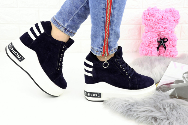 Кроссовки женские на танкетке Shoes Felio темно синие 1145 40 р от ...