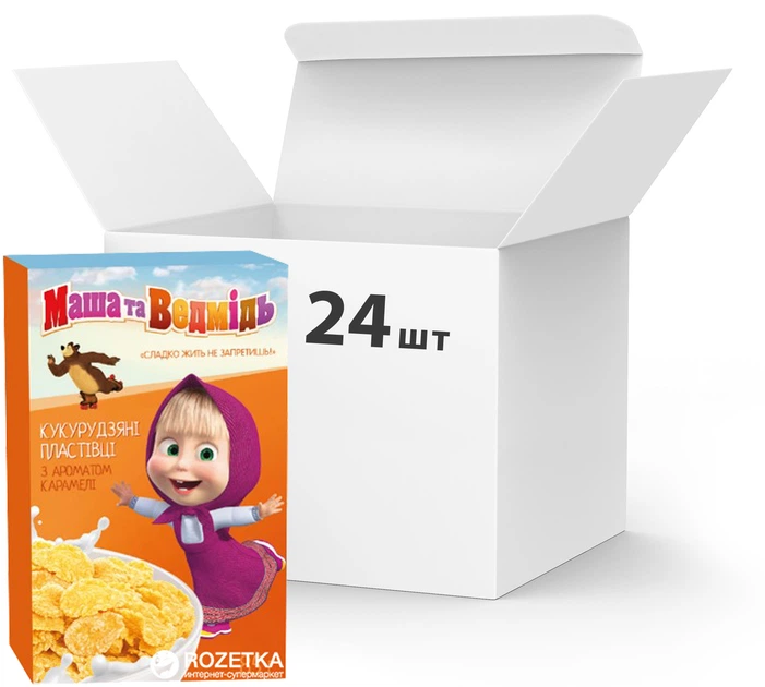 Упаковка хлопьев кукурузных Маша и медведь с ароматом карамели 85 г х ...