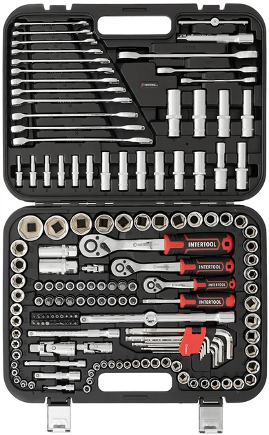 Набір інструментів Intertool Cr-V Storm 1/2" & 3/8" & 1/4" 156 предметів (ET-8156) – фото ...