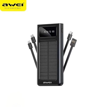 Зовнішній акумулятор Awei P129K Power Bank 10000 mAh Solar panel ...