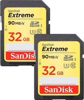 SDHC (UHS-1 U3) SanDisk Extreme 32Gb class 10 (90Mb/s, 600x) Twin Pack ...