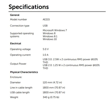 Аудіо колонки DELL AE215 5W RMS 2.0 speaker system з WAVES MAXX AUDIO ...