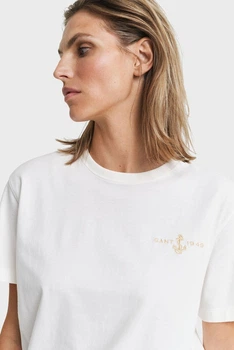 Жіноча біла футболка ANCHOR Gant L 4200573 – Брендовий одяг | ROZETKA