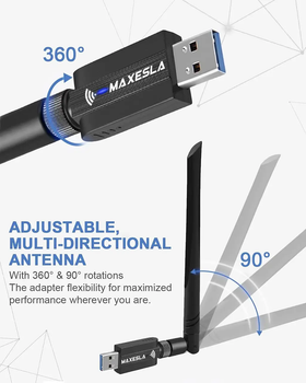 USB-адаптер Maxesla Wi-Fi для ПК, високошвидкісний USB-адаптер Wi-Fi зі ...