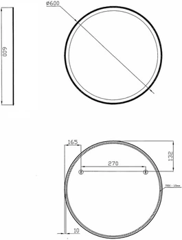 Дзеркало Juventa Aluminum Simple AlumSMR-60 в чорній рамі без ...