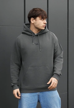 Чоловіче Худі Стаф Темно-сіре Однотонне З Логотипом Оверсайз Staff Re Dark Gray Logo L (375557 ...