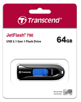 Flash Drive Transcend JetFlash 790 64GB USB 3.1 Black (TS64GJF790K ...