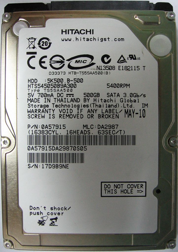 Жесткий диск Hitachi HGST Travelstar 500GB 5400об/м 8MB 2.5" SATA2 ...