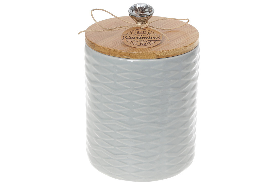 Банку BonaDi керамічна Алмаз з бамбуковою кришкою 600мл, колір - світло-сірий 979-301 – фото ...