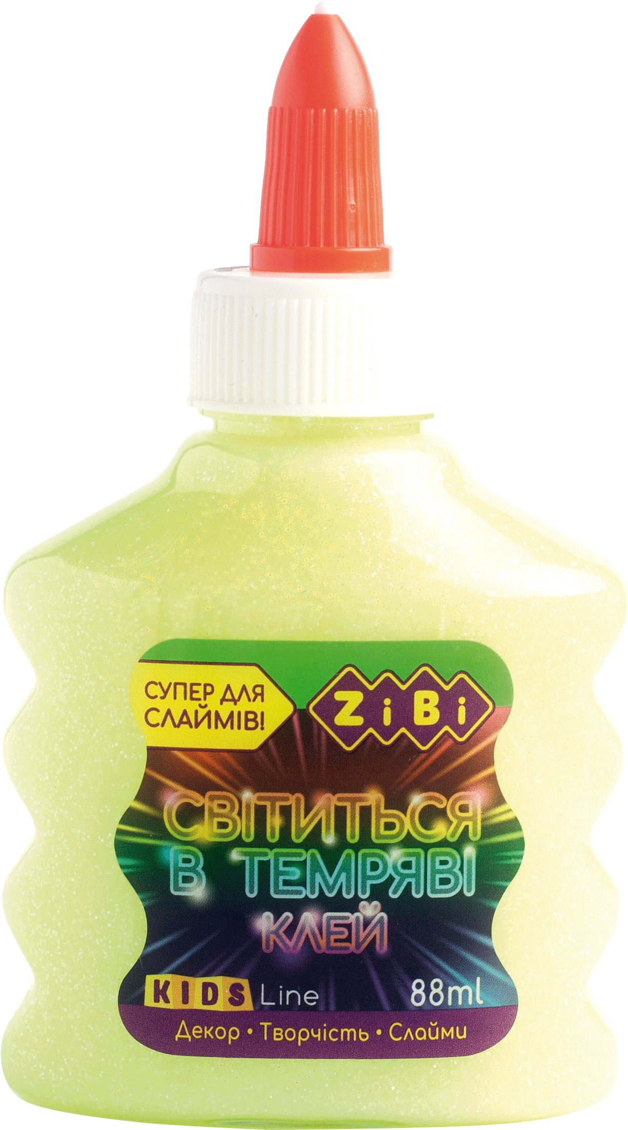 Клей ZiBi Светлячок цветной люминесцентный 88 мл Желтый (ZB.6115-08 ...