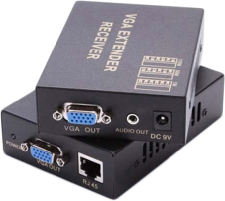 Адаптер Voltronic VGA+RJ-45 - VGA+3.5 м м Black (YT-AEC VGA-100m/13860 ...