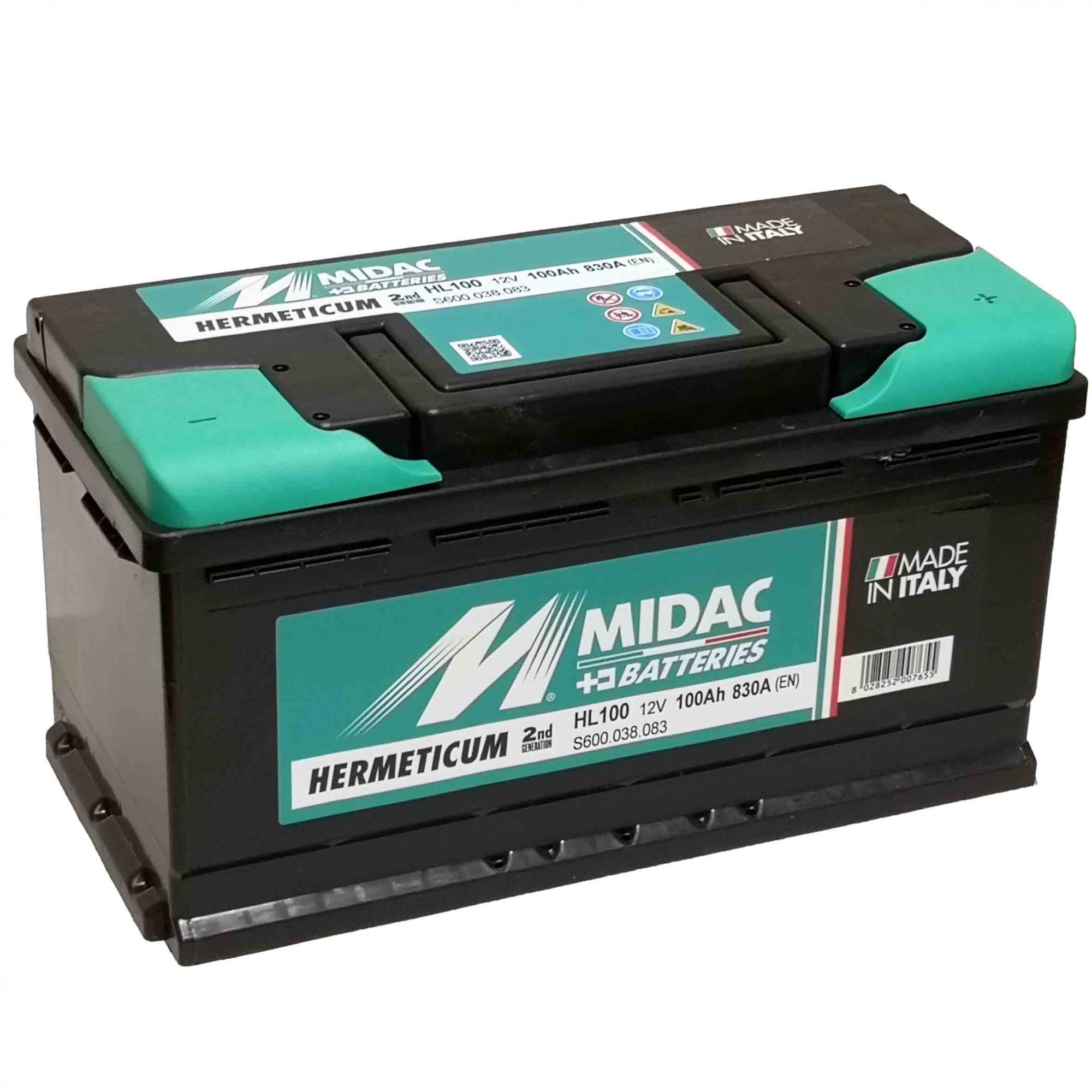 Аккумулятор 6СТ-100 MIDAC HERMETICUM L, 12V, 100Ah (-/+) евро, Мидак ...