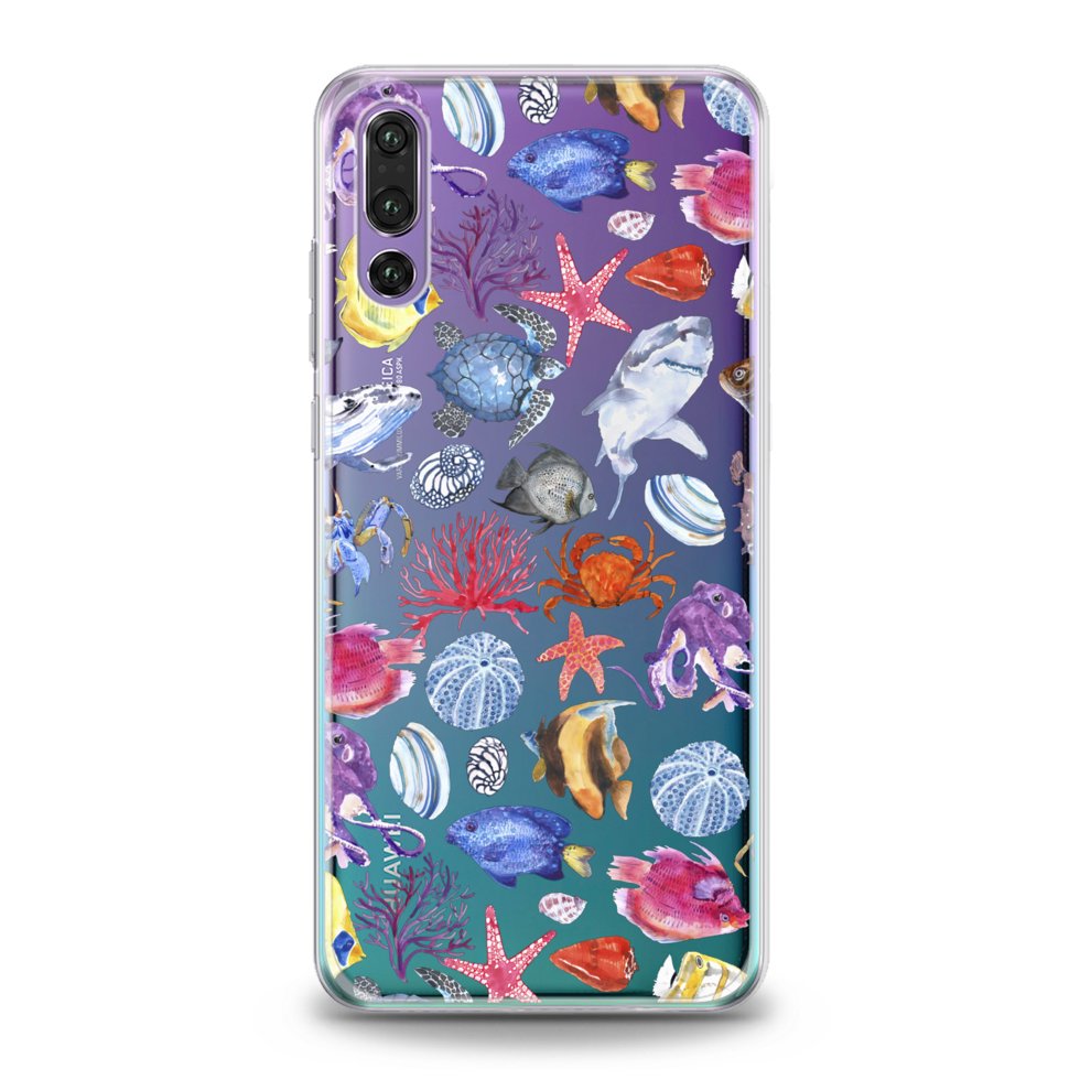 Чехол силиконовый для Huawei (Подводная жизнь) Mate 20 Pro хуавей мейт ...