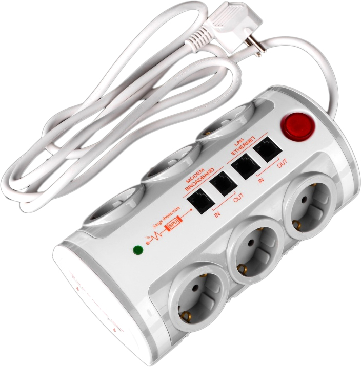 Сетевой фильтр Brille SF-6F/2ZV 2USB+RJ11+RJ45+TV 3x1.00 6 розеток ...