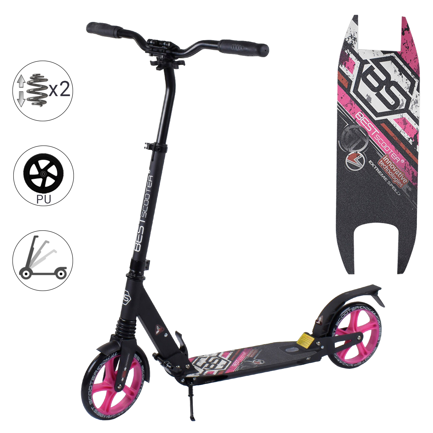 Двухколесный самокат детский складной, алюминиевый BS -59434 передний и ...