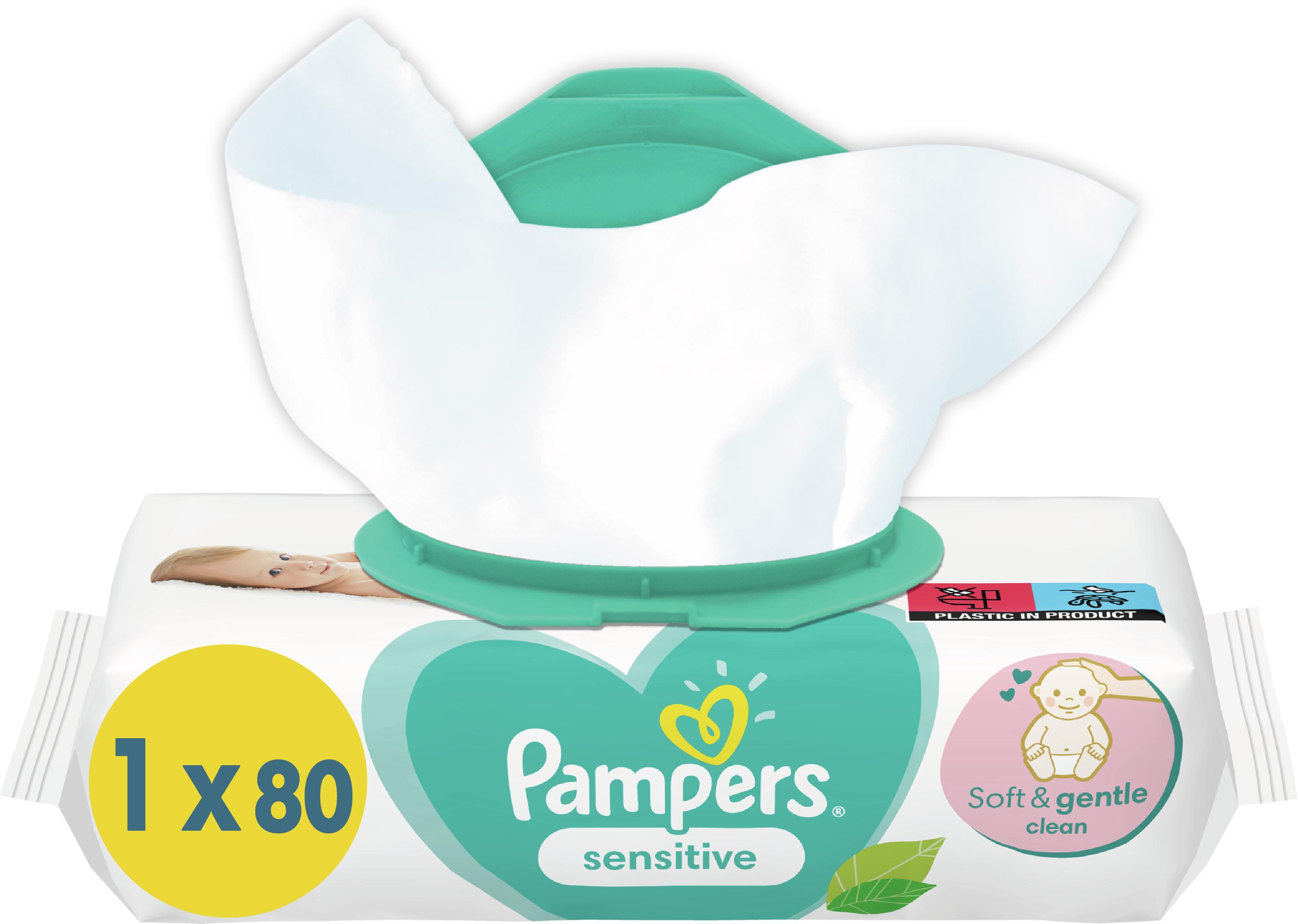 Детские влажные салфетки Pampers Sensitive 80 шт (8001841041421) – фото ...
