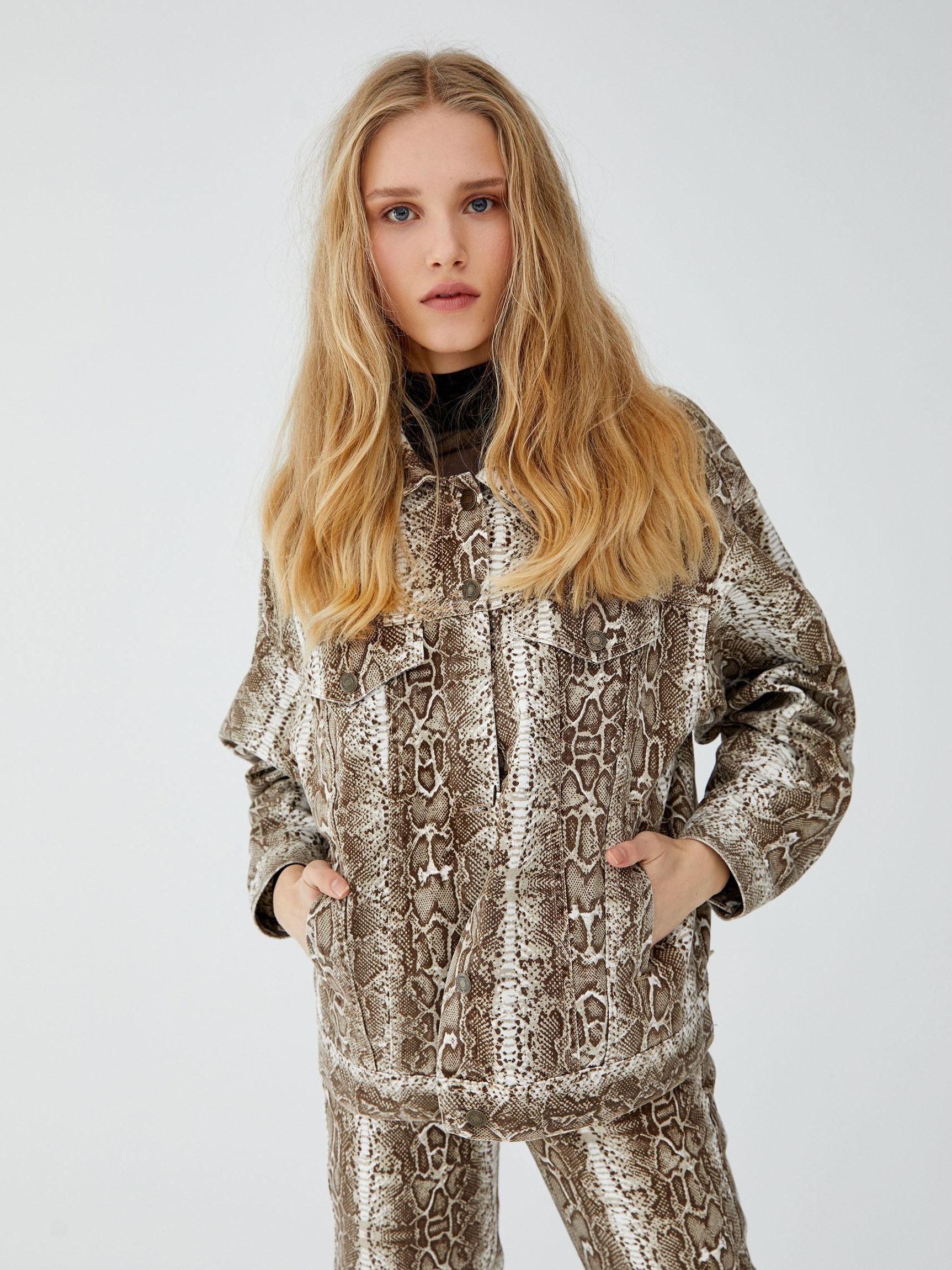 Джинсовая куртка Pull & Bear XAZ203441FSTW S Белая с коричневым ...