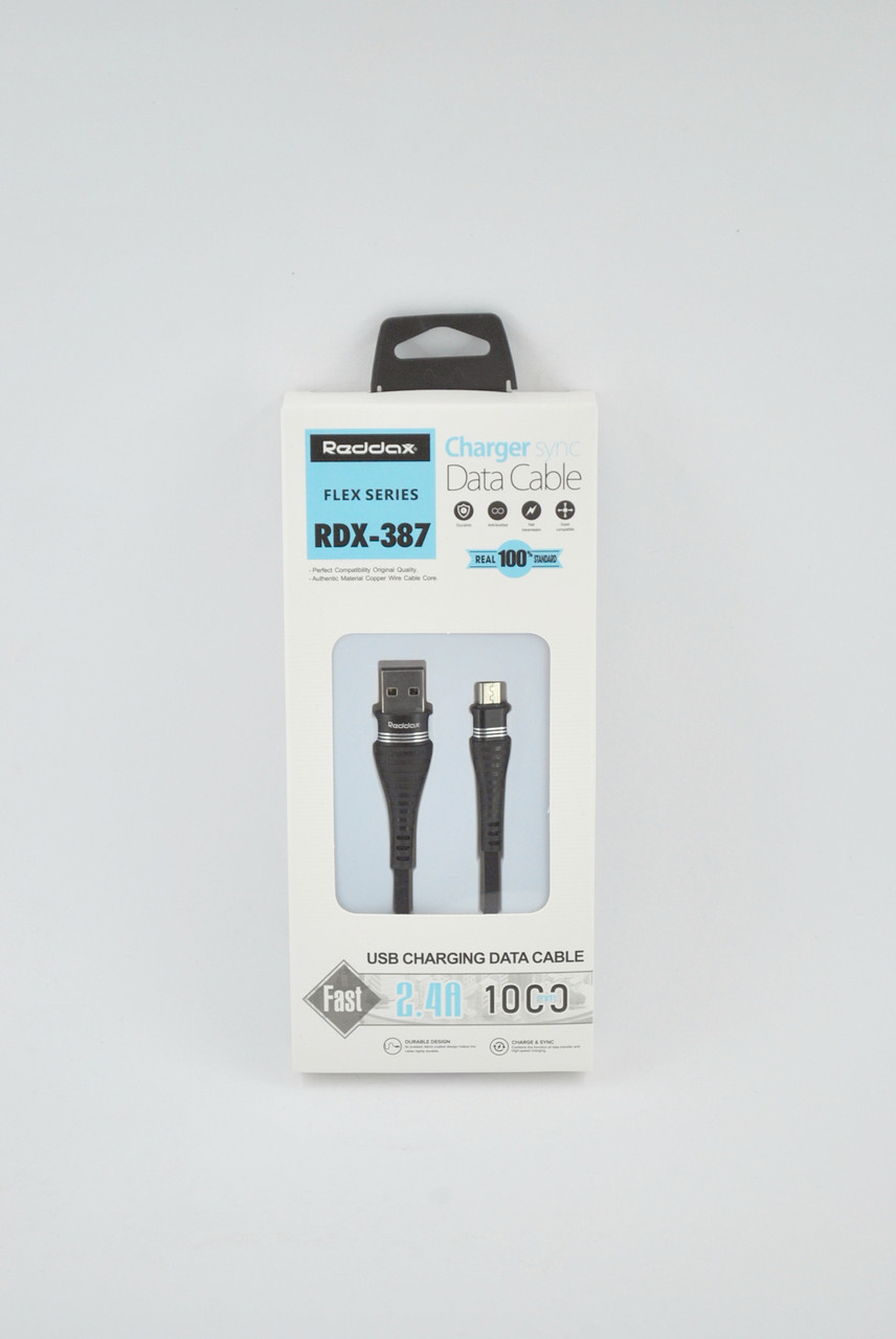 Кабель Usb Micro USB RedDax RDX-387 2.4A 1m (круглый,тканевый, метал ...
