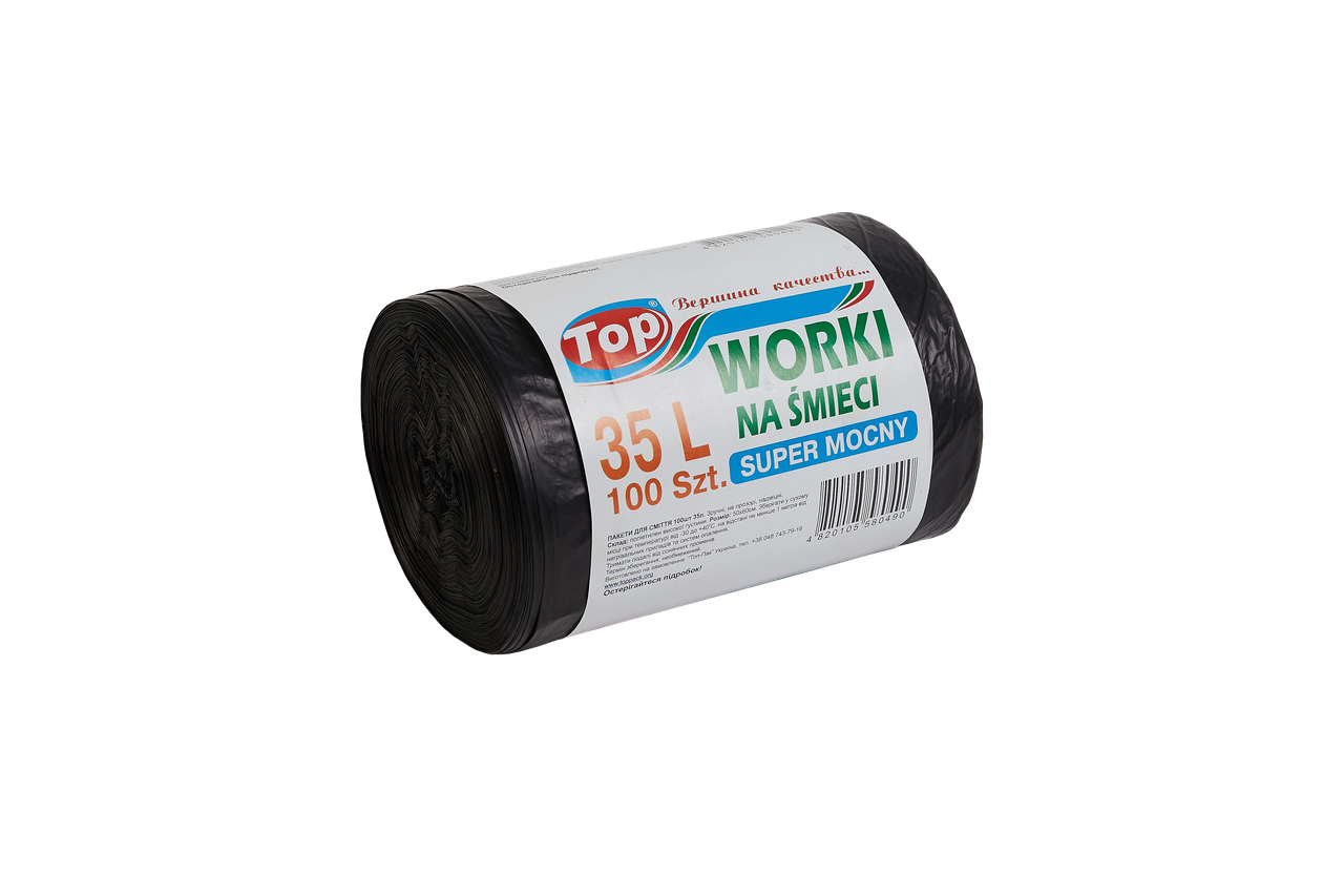 Пакеты для мусора 35л 100шт суперпрочные черные 50*60 TOP PACK от ...