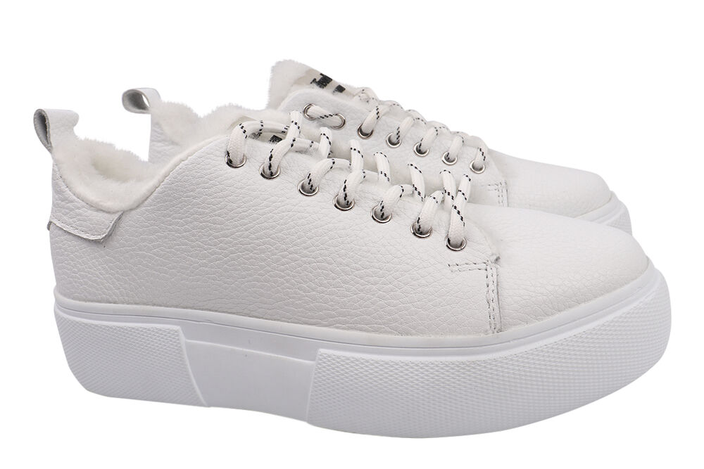 Туфлі спорт жіночі з натуральної шкіри на платформі на шнурівці білі Visazh 175 21ztc 37 от