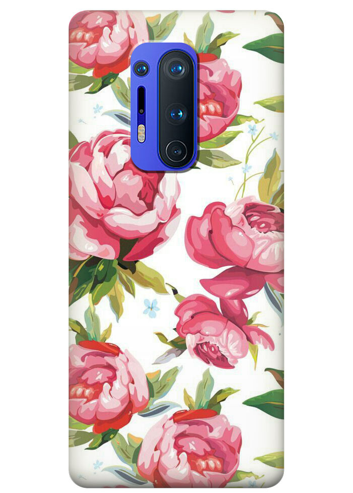 Силиконовый чехол ПринтОК для OnePlus 8 Pro - Розовые пионы – низкие ...